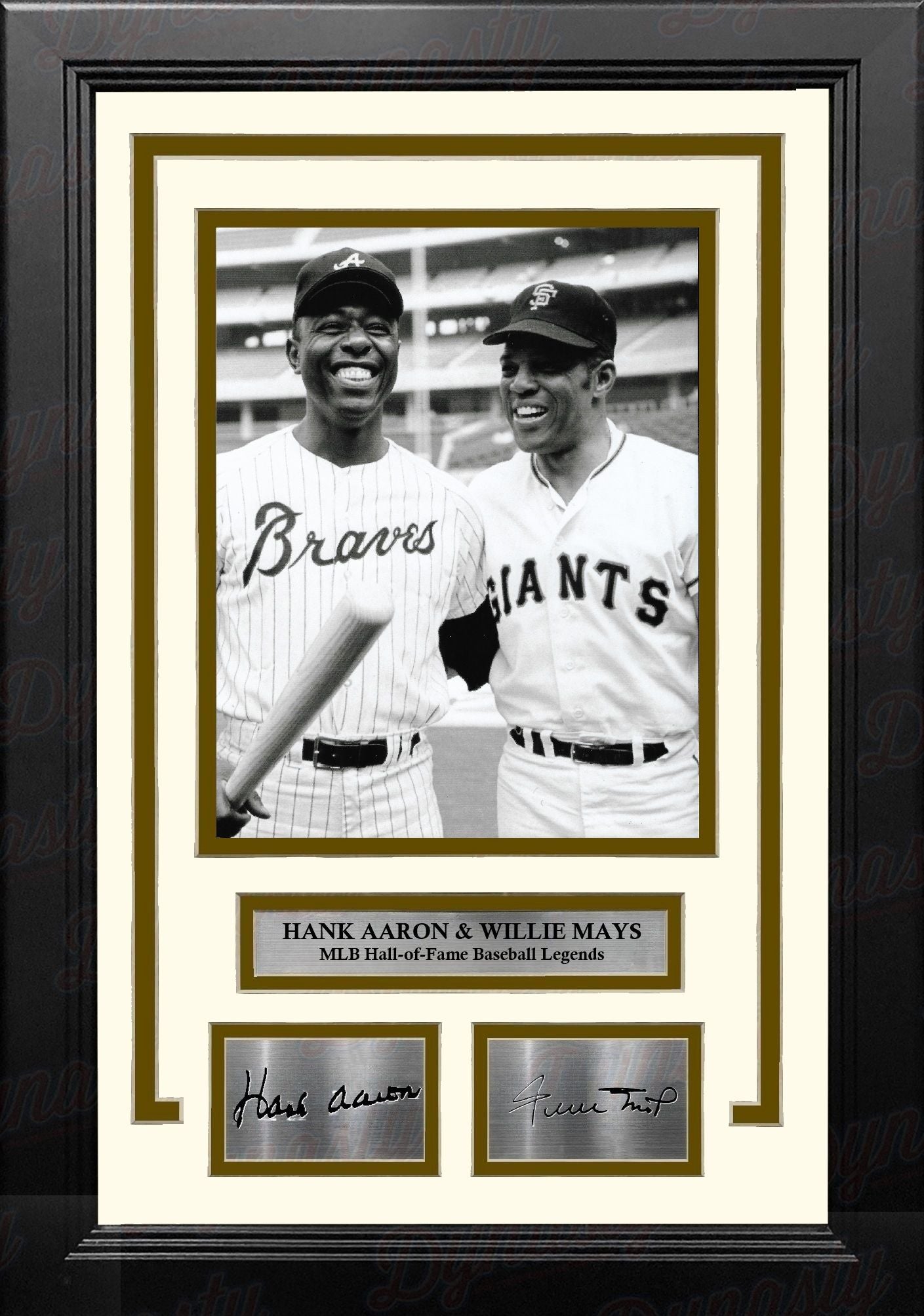 Hank Aaron and Willie Mays 8" x 10" Framed Baseball Legends Photo with ...
