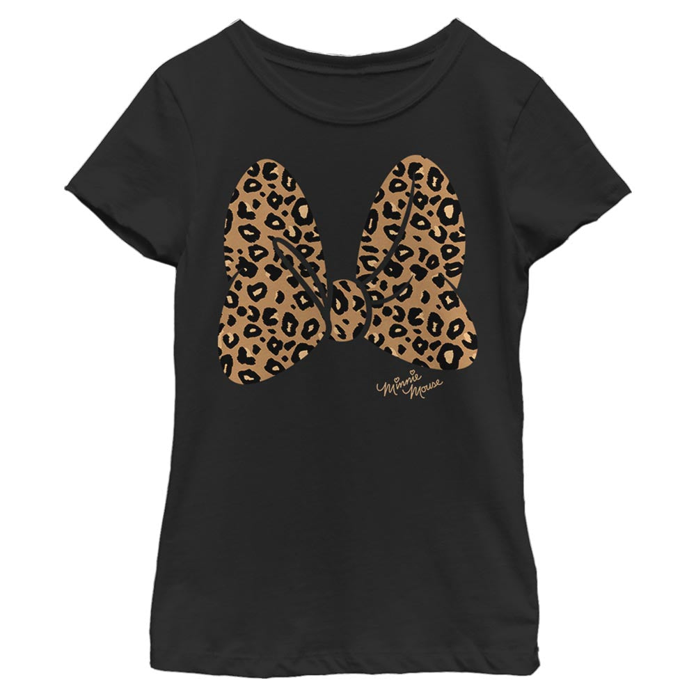 Disney Minnie Mouse Cheetah Print Bow Signature Girls Kids T Shirt ...