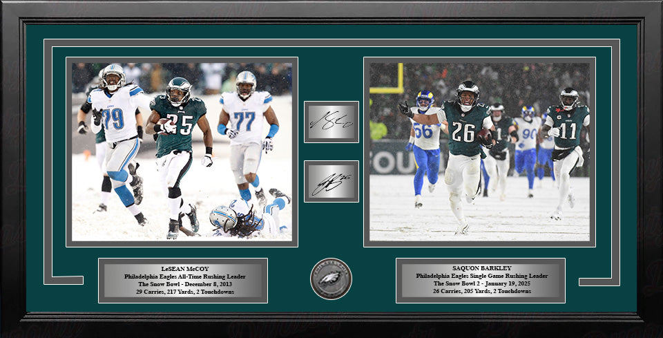 LeSean McCoy & Saquon Barkley Snow Bowl Philadelphia Eagles Framed Pho ...