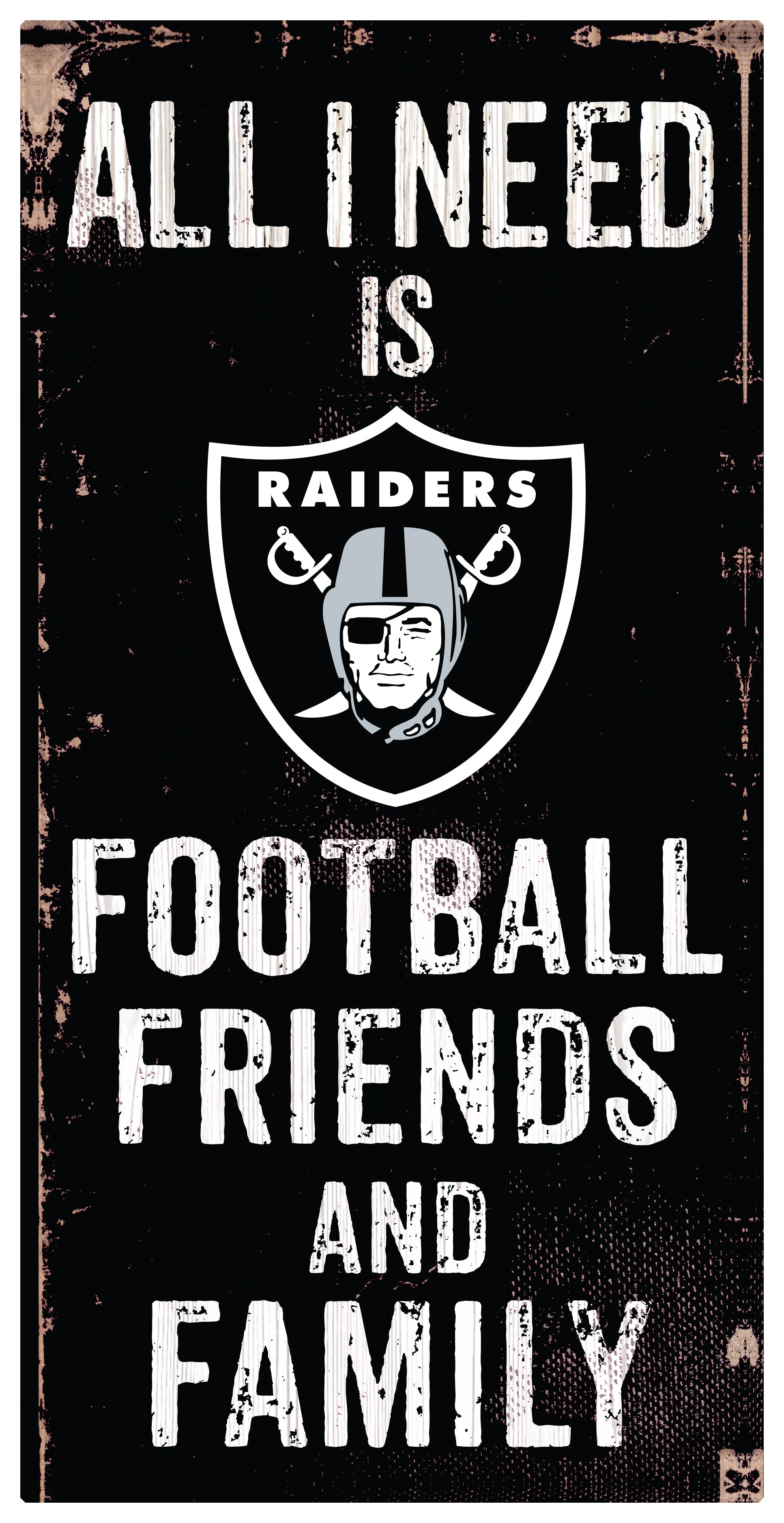 Las Vegas Raiders Football, Friends, & Family Wood Sign – Rock Band Merch