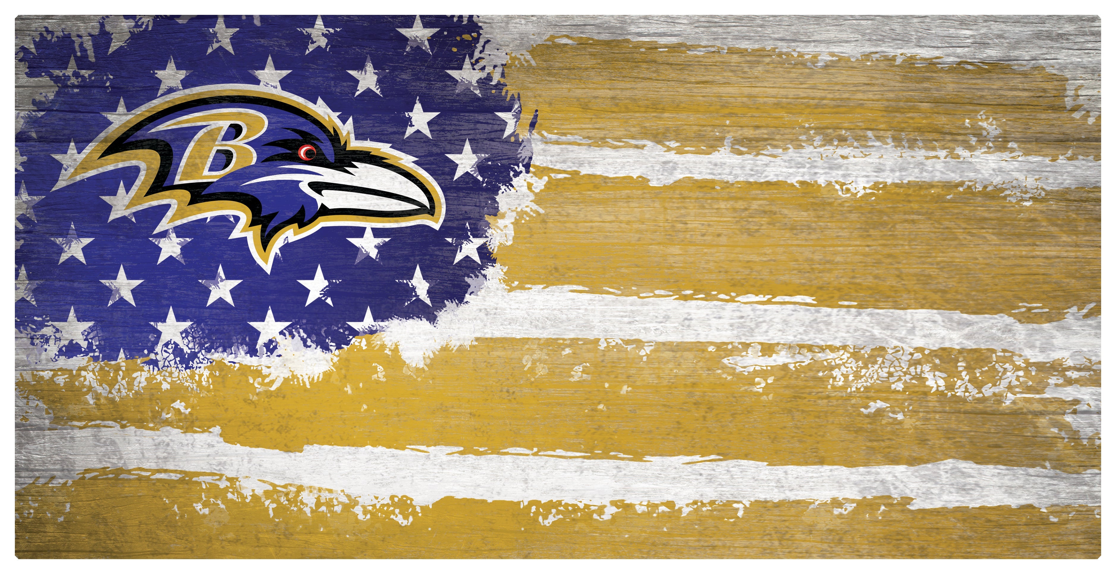 Baltimore Ravens Team Flag Wooden Sign – Rock Band Merch