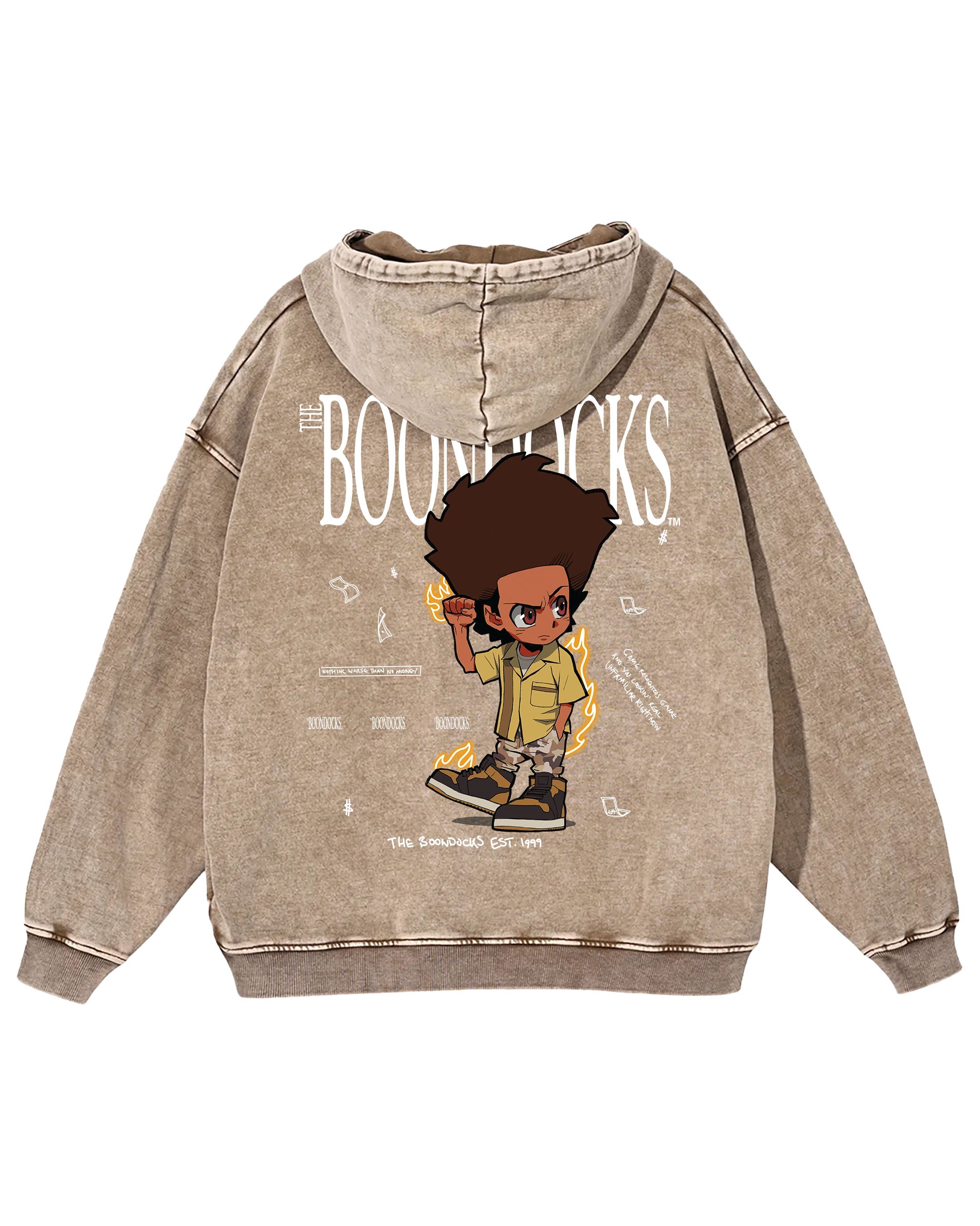 The Boondocks - Huey Khaled Acid Wash Oversize Brown Heavyweight Mens ...