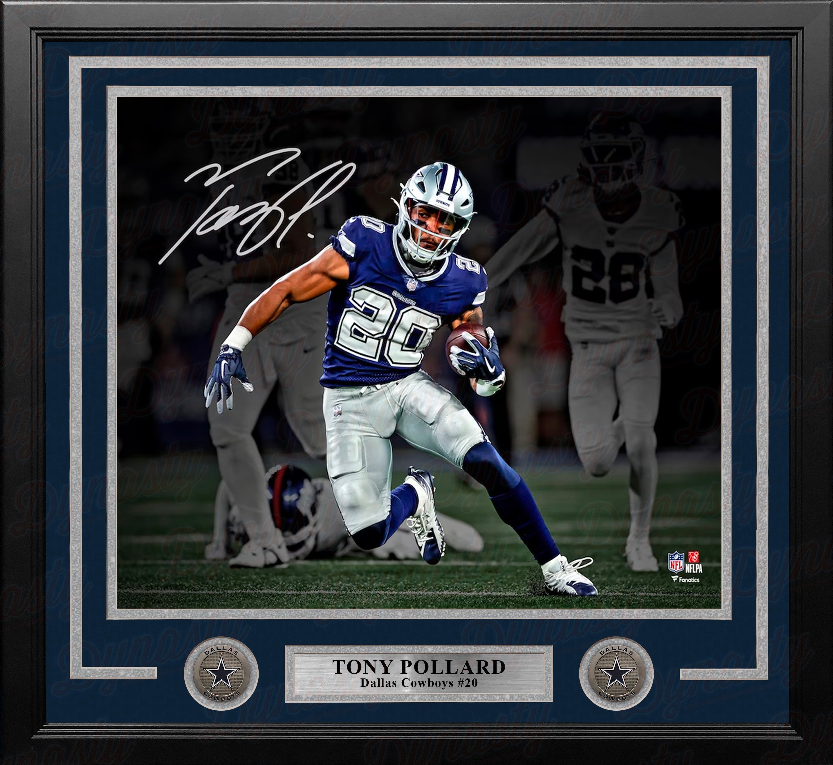 Tony Pollard Blackout Dallas Cowboys Autographed 11" x 14" Framed Foot ...