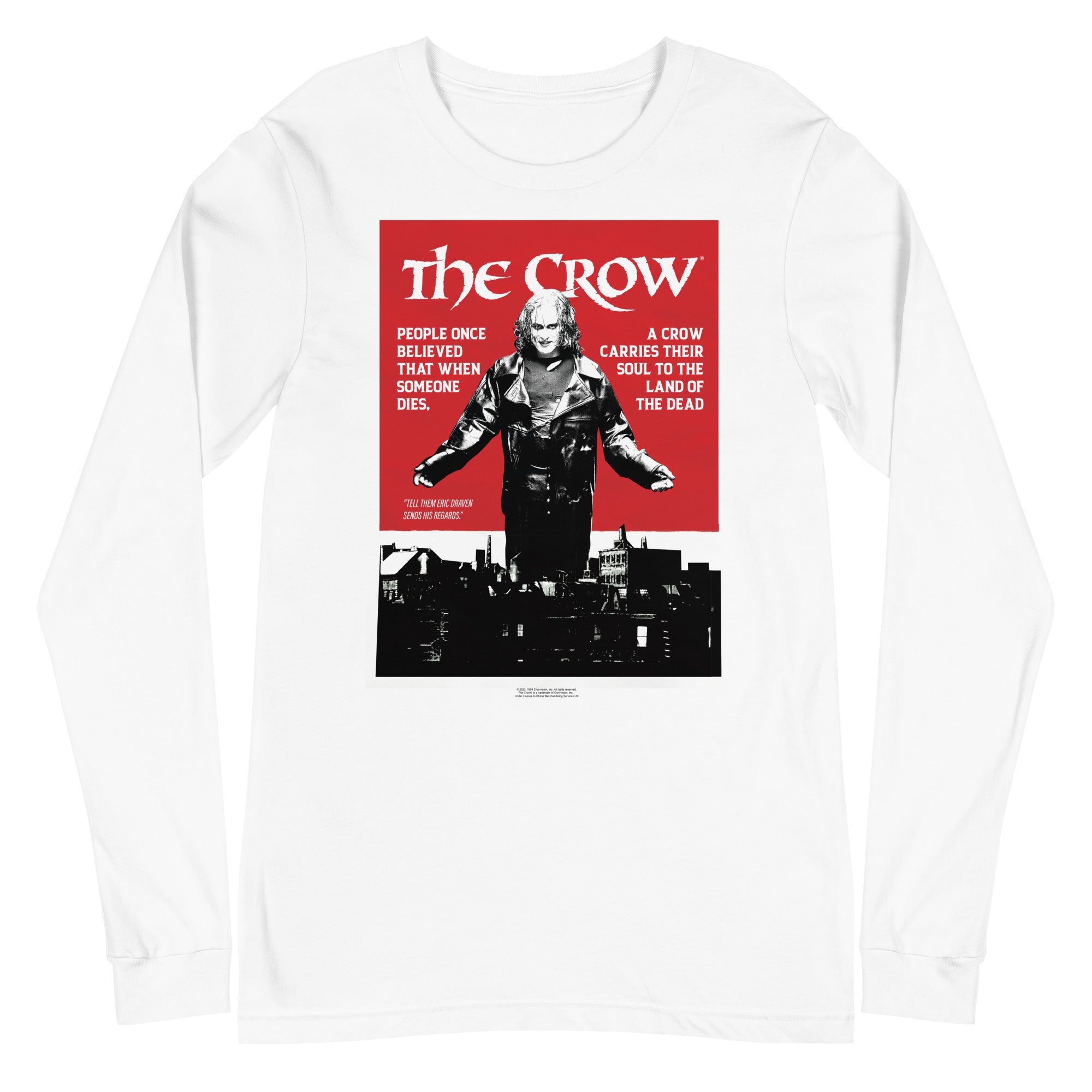 The Crow Movie Poster Mens Long Sleeve Shirt White – Rock Band Merch