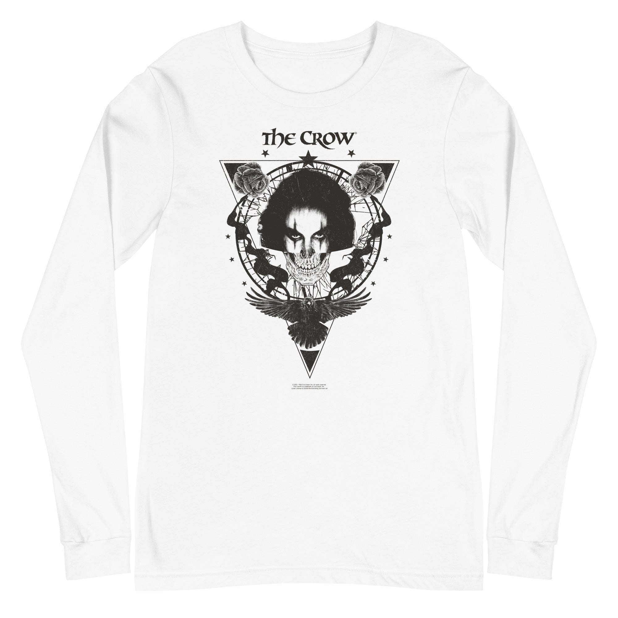 The Crow Badge Emblem Mens Long Sleeve Shirt White – Rock Band Merch