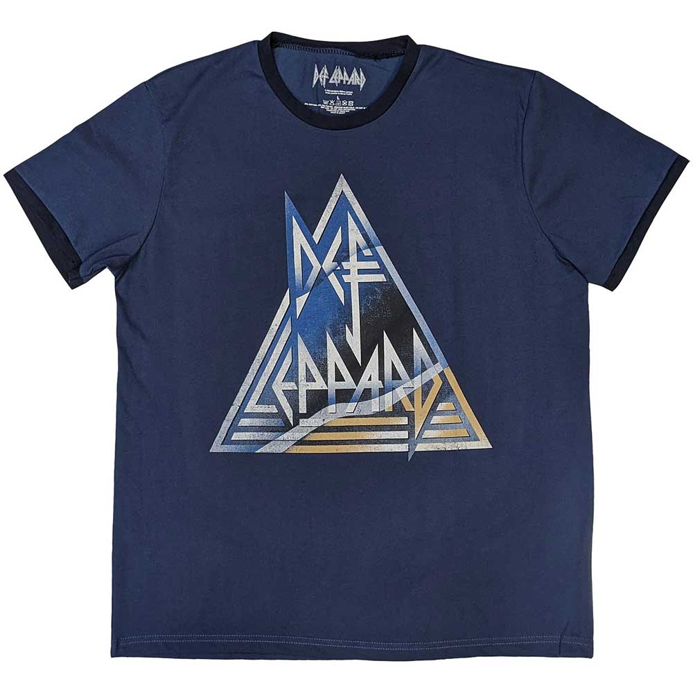 Def Leppard Triangle Logo Mens T Shirt Blue – Rock Band Merch