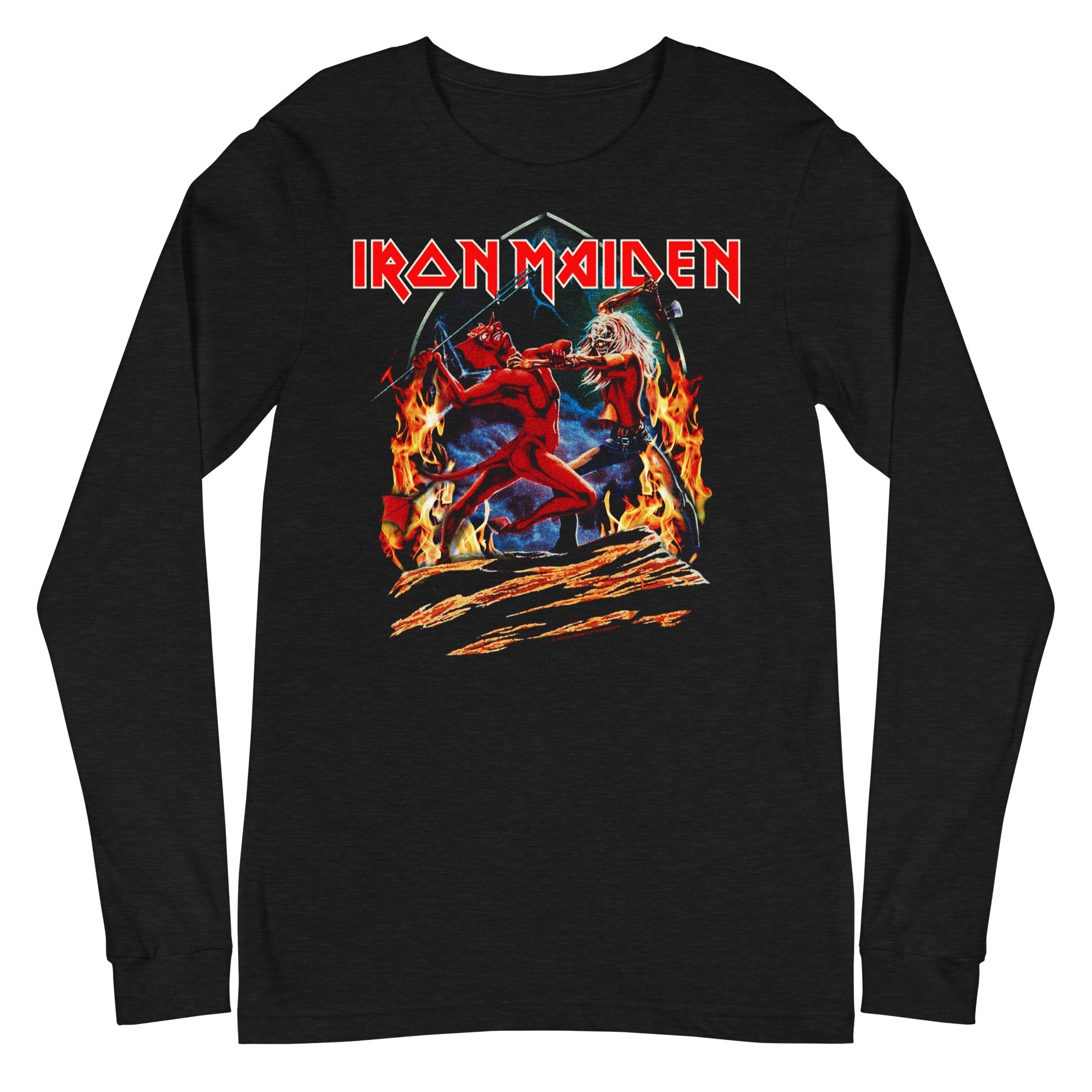 Iron Maiden Devil Battle Mens Long Sleeve Shirt Black – Rock Band Merch