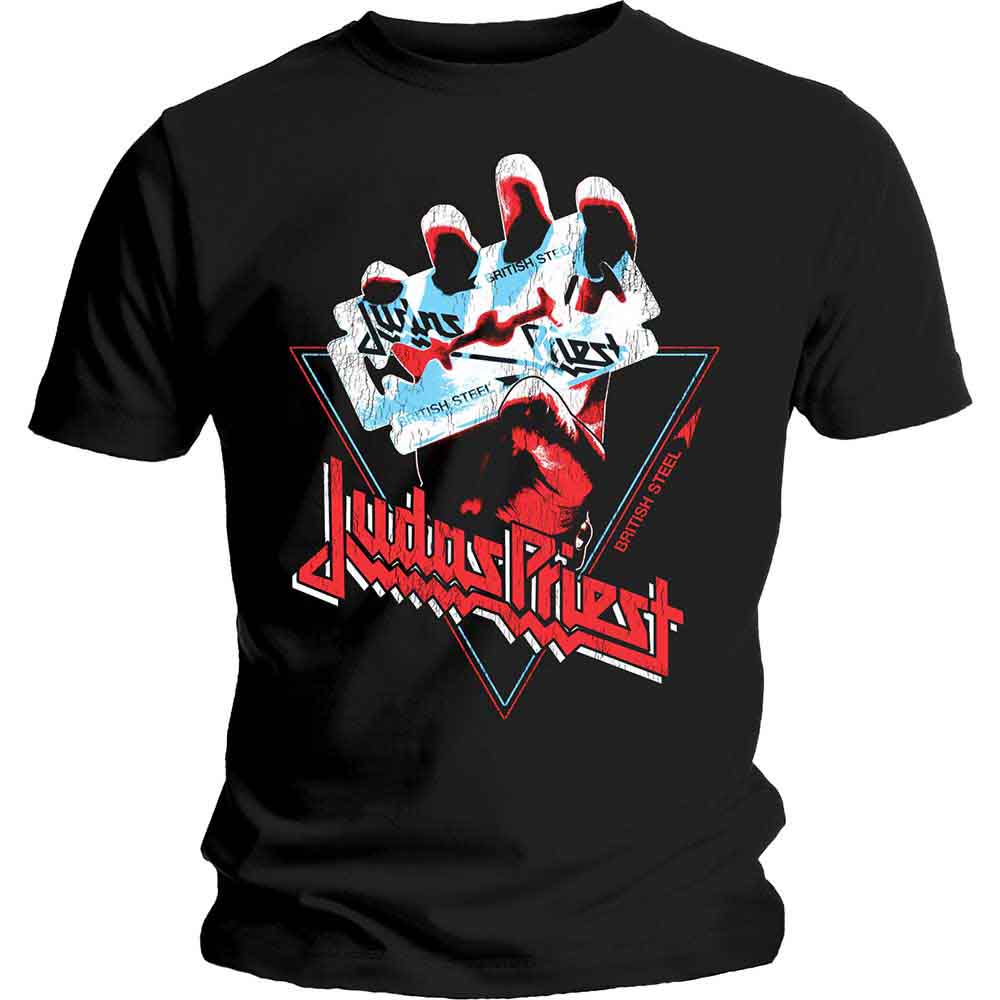 Judas Priest British Steel Hand Triangle T Shirt Black Officially Lice ...