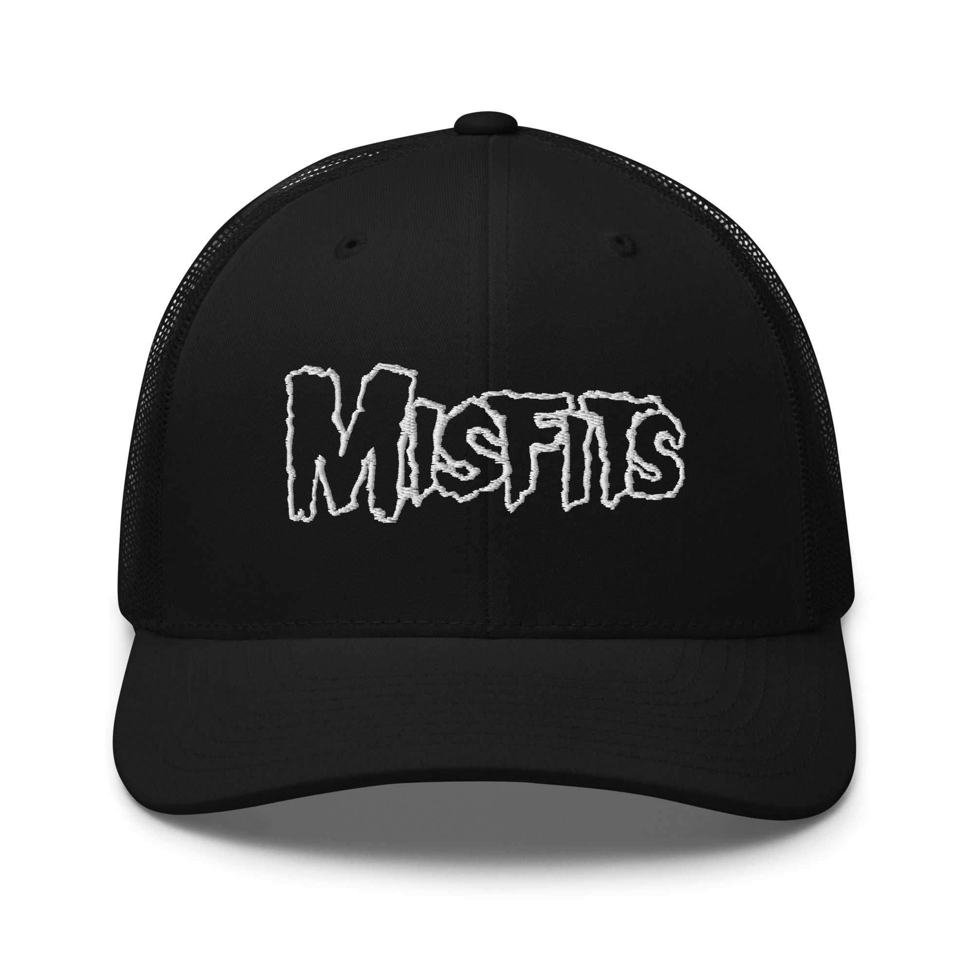 Misfits White Drip Logo Trucker HD Embroidered Hat Black – Rock Band Merch