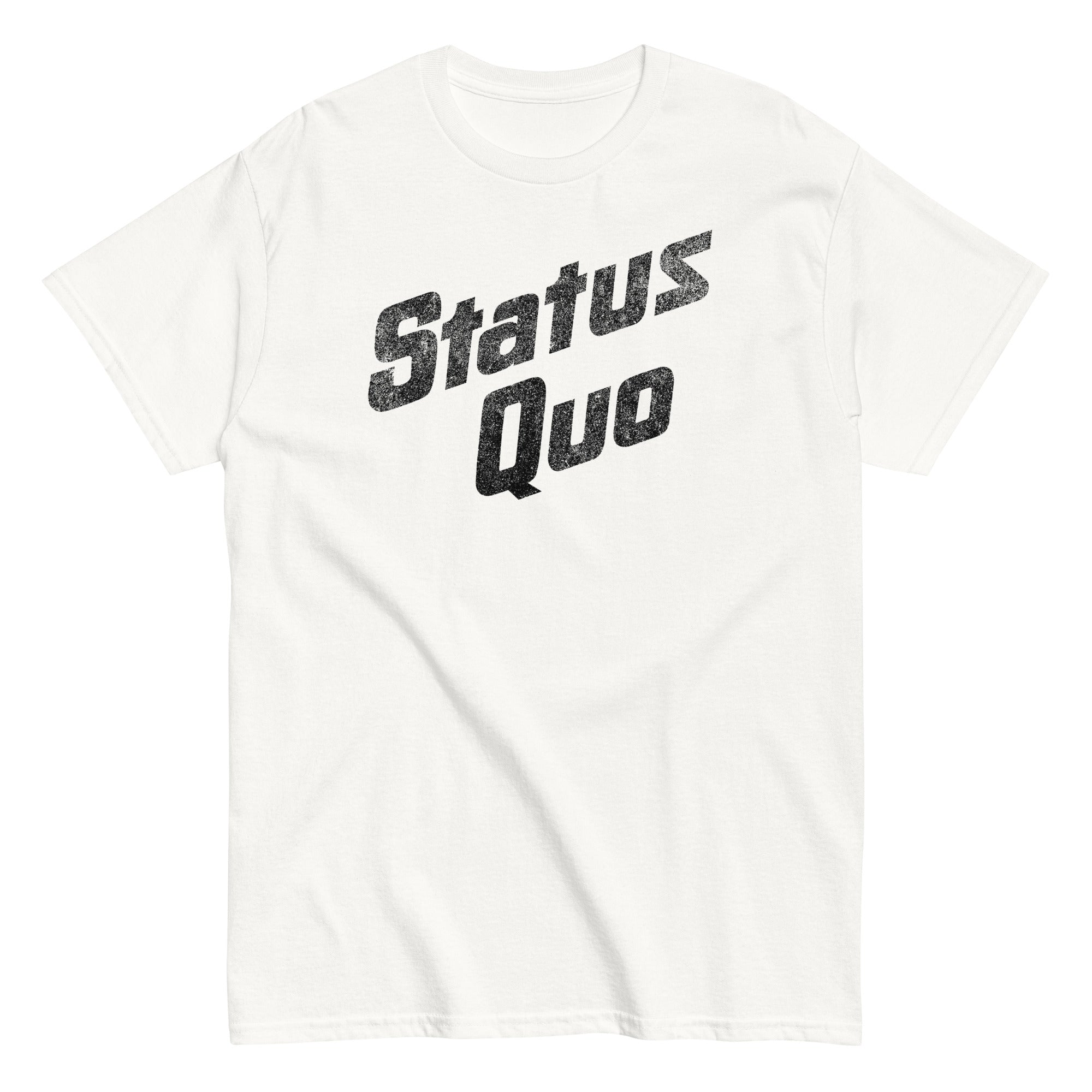 Status Quo Black Logo Mens T Shirt White – Rock Band Merch