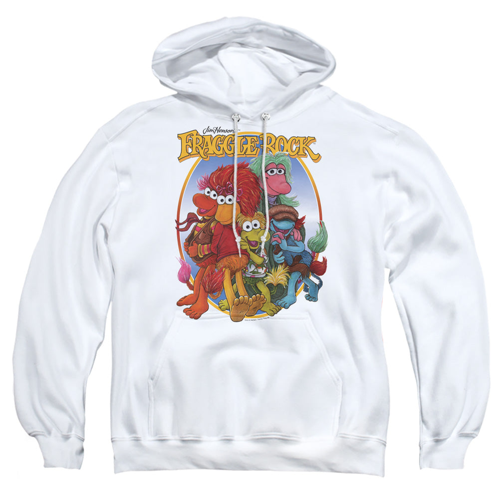 Fraggle Rock Group Hug Mens Hoodie White | Rock Band Merch