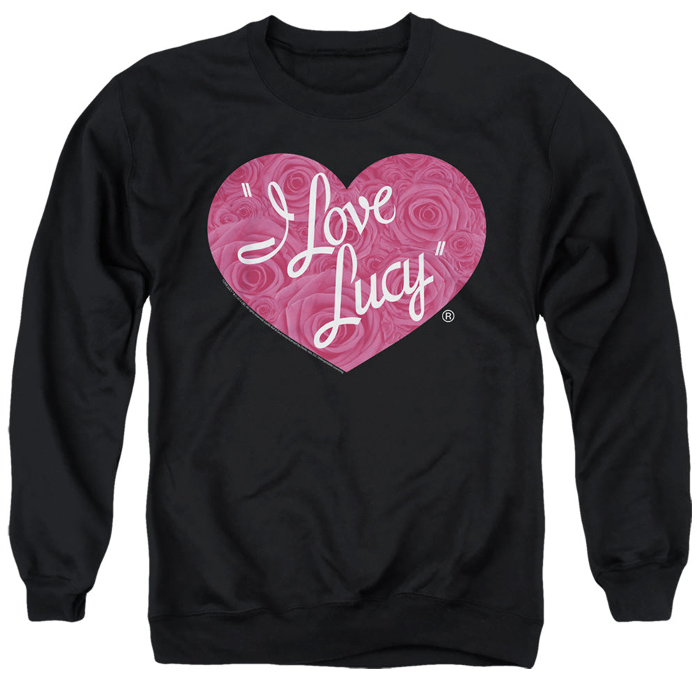 I Love Lucy Floral Logo Mens Crewneck Sweatshirt Black | Rock Band Merch