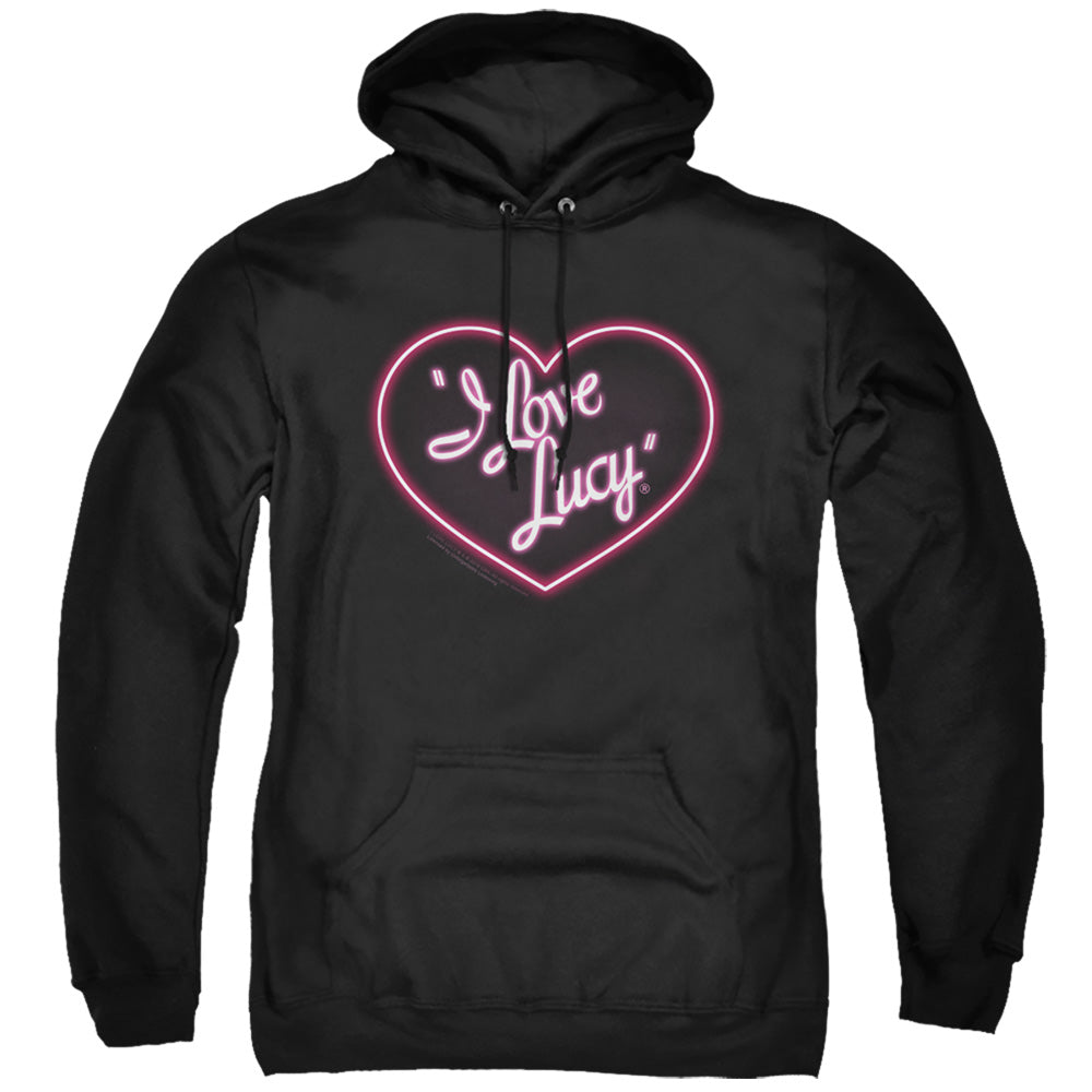 I Love Lucy Neon Logo Mens Hoodie Black | Rock Band Merch