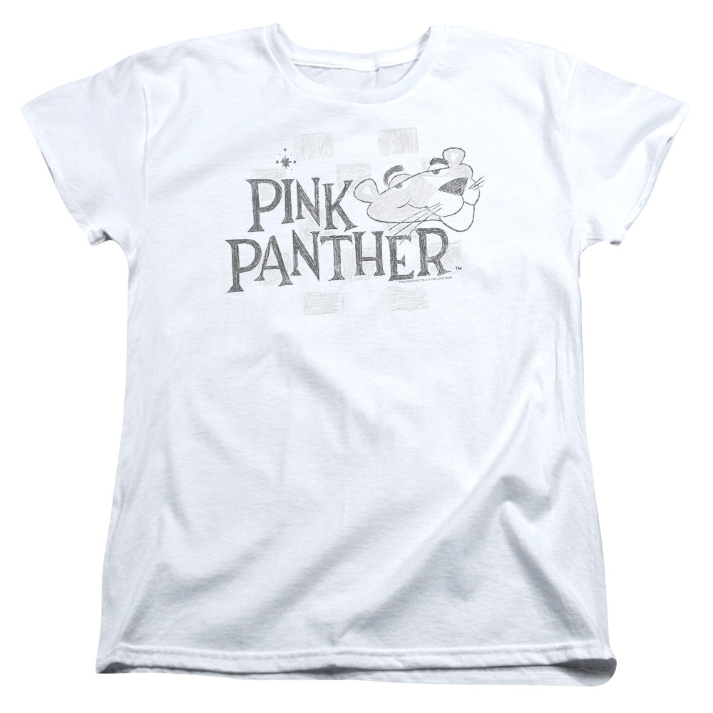 Pink Panther Sketch Logo Womens T Shirt White | Rock Band Merch