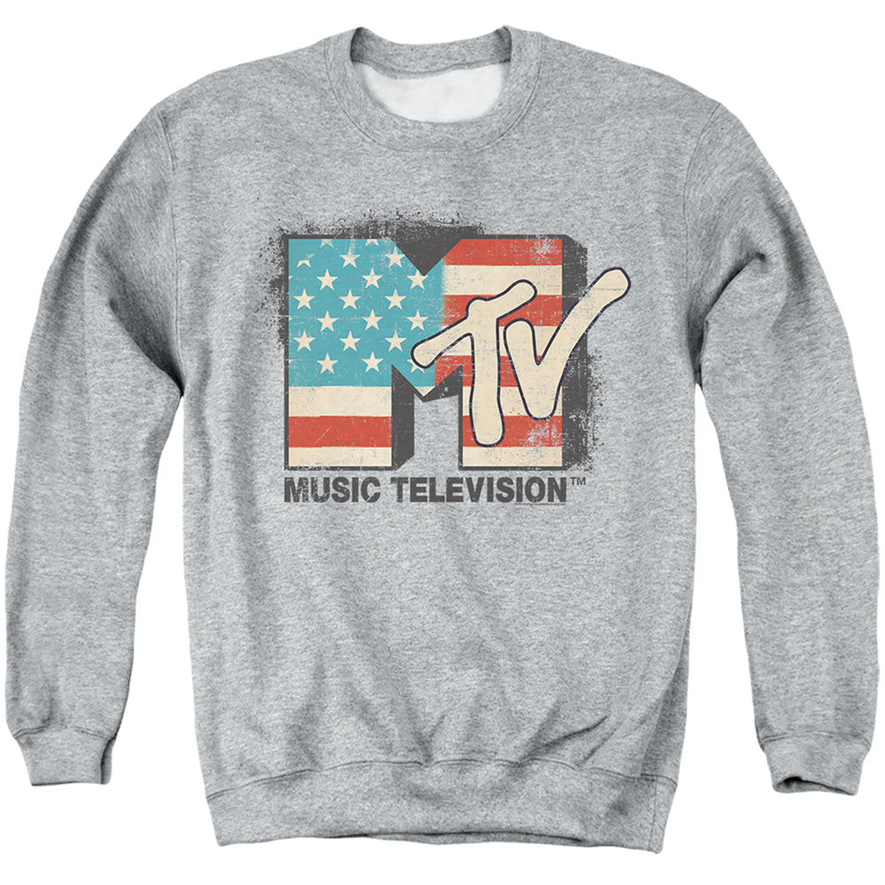 Mtv American Logo Mens Crewneck Sweatshirt Athletic Heather | Rock Band ...