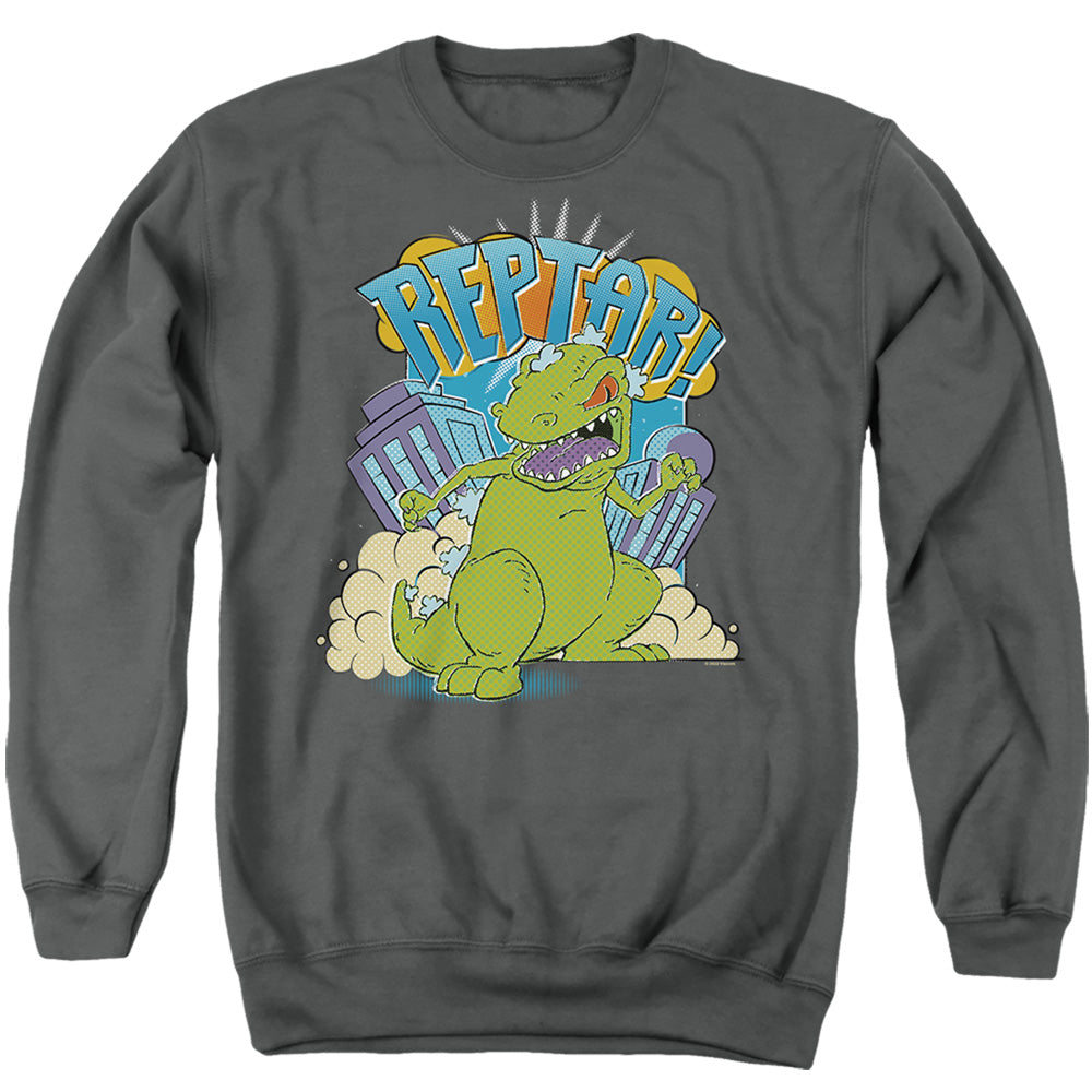 Rugrats Reptar Stomp Mens Crewneck Sweatshirt Charcoal | Rock Band Merch