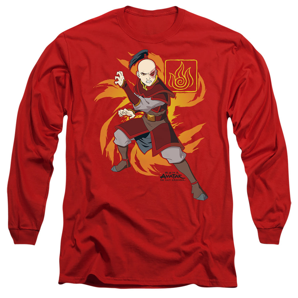 Avatar The Last Airbender Zuko Flame Burst Mens Long Sleeve Shirt Red ...
