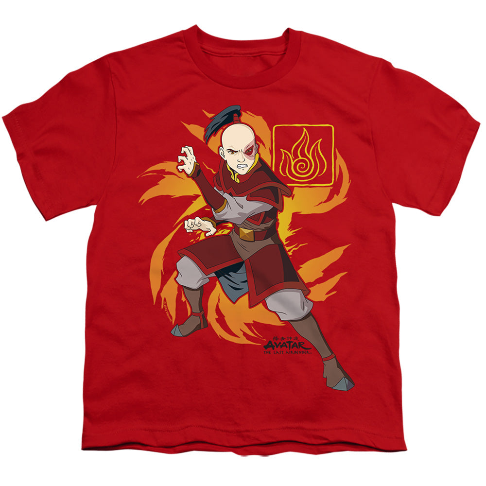 Avatar The Last Airbender Zuko Flame Burst Kids Youth T Shirt Red ...