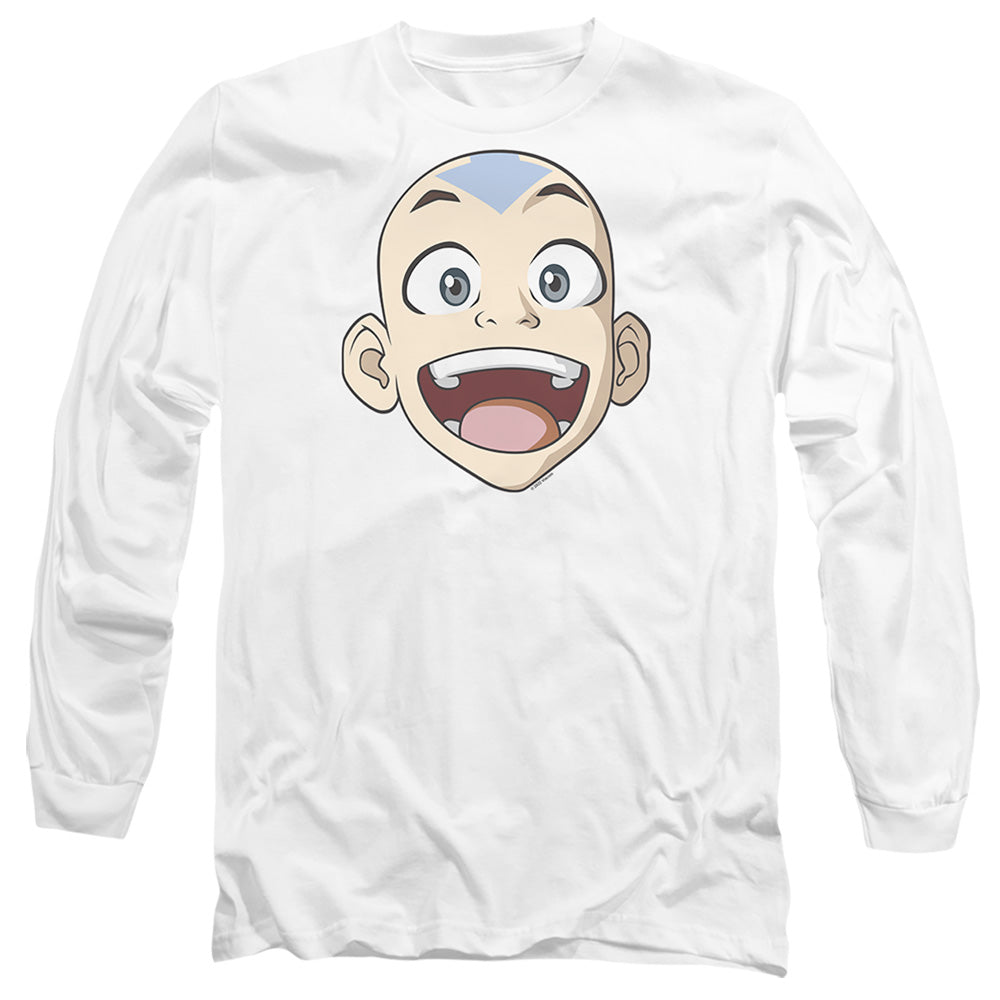 Avatar The Last Airbender Big Aang Face Mens Long Sleeve Shirt White ...