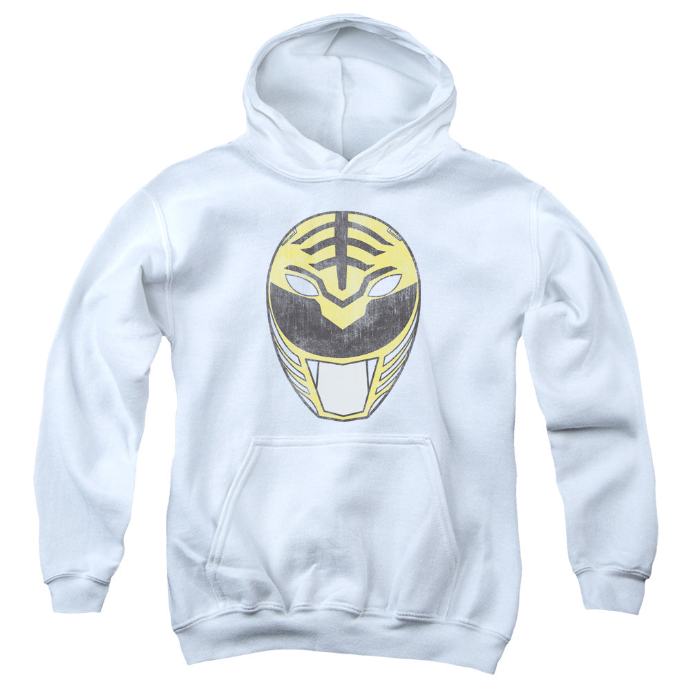 Power Rangers White Ranger Mask Kids Youth Hoodie White | Rock Band Merch