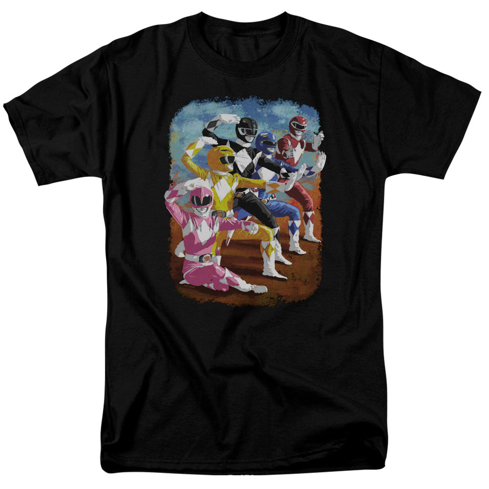 Power Rangers Impressionist Rangers Mens T Shirt Black | Rock Band Merch
