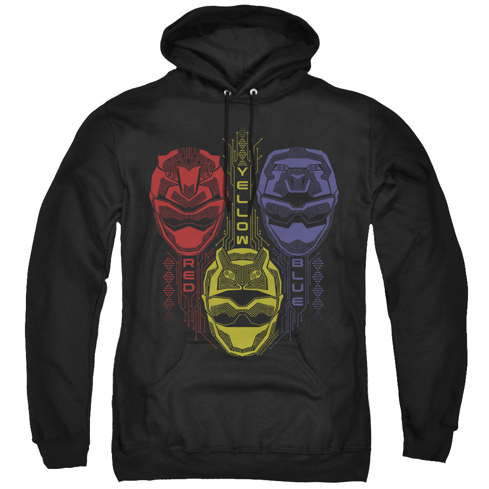 Power Rangers Red Yellow Blue Mens Hoodie Black | Rock Band Merch