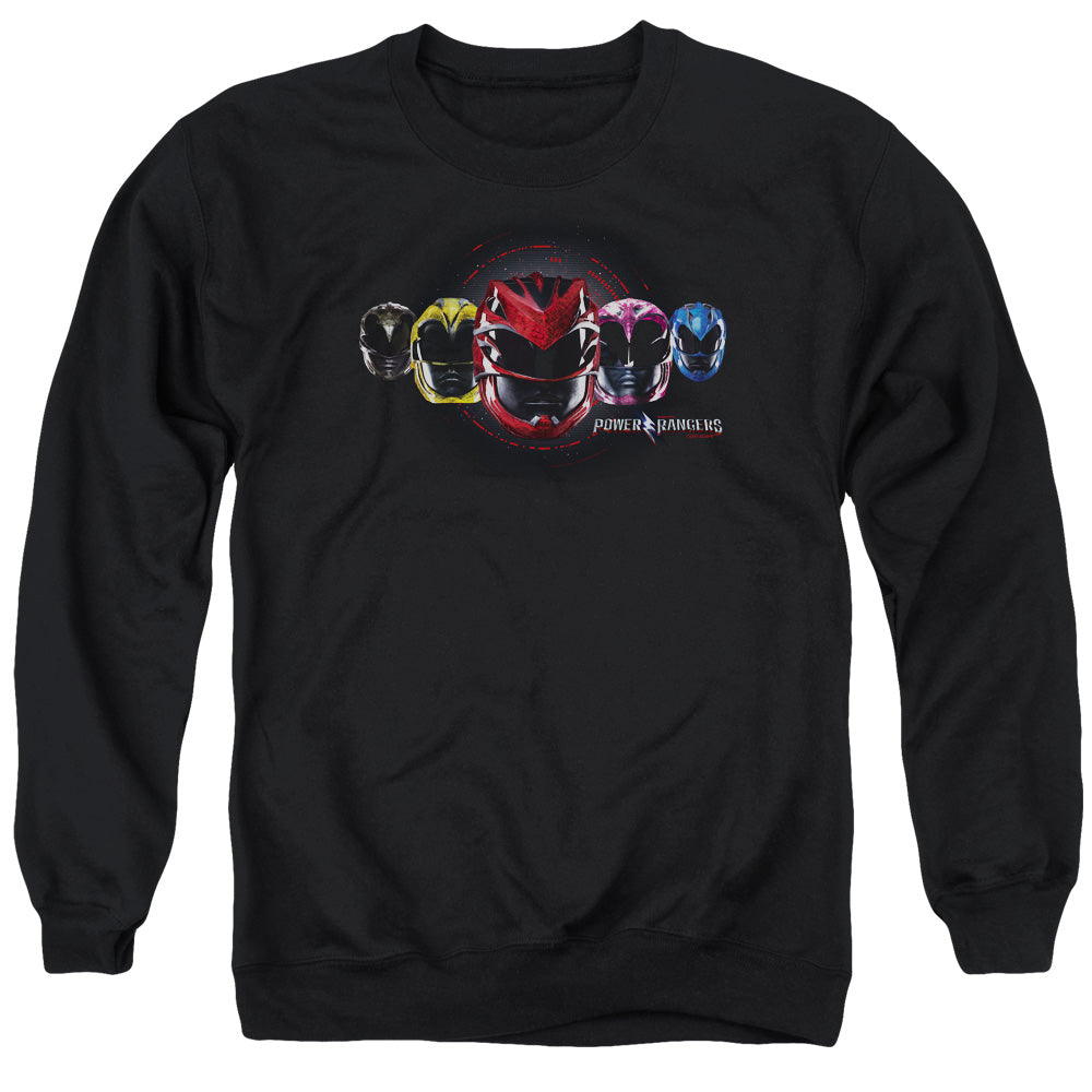 Power Rangers Head Group Mens Crewneck Sweatshirt Black | Rock Band Merch